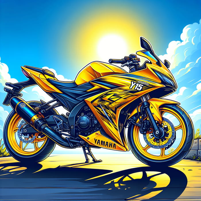 Vibrant Yamaha Y15 MX King Motorcycle in Yellow | AI Art Generator ...