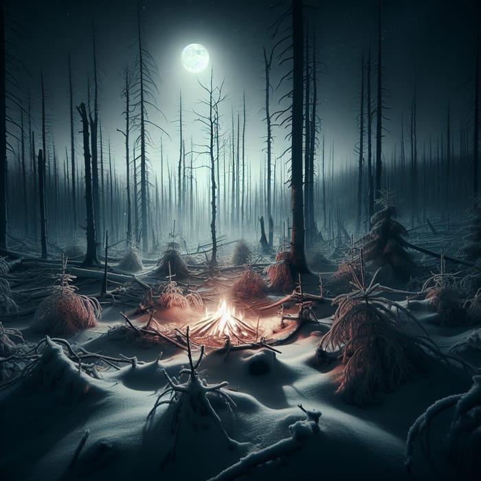 Eerie Night in the Snowy Woods | Scary Moonlit Scene | AI Art Generator ...