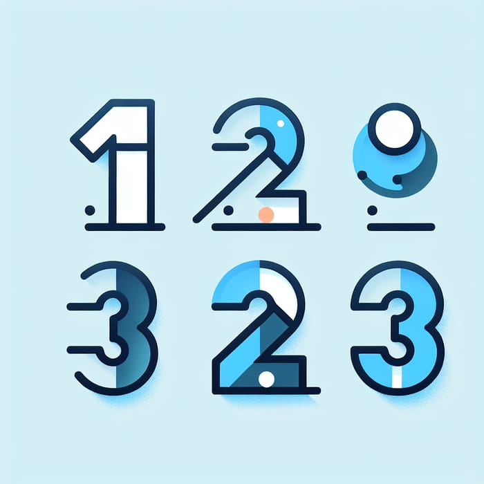 Blue Number Icons 1-3 in Shades of Blue | AI Art Generator | Easy-Peasy.AI
