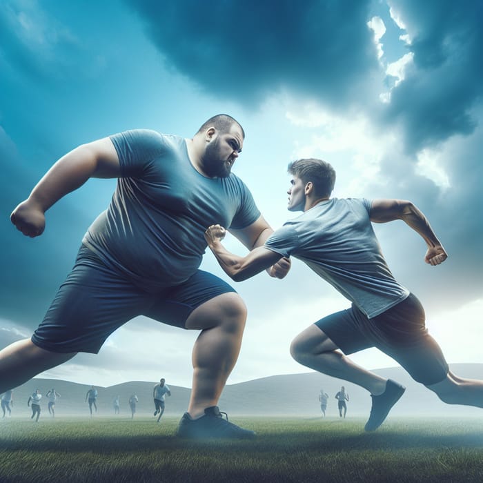 Heavy-set vs Slim - A Physical Struggle | AI Art Generator | Easy-Peasy.AI