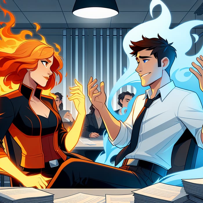 Amber vs Wade: Elemental Cartoon Office Argument | AI Art Generator ...