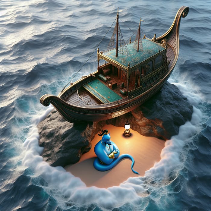 Haunting Boat with a Genie Beneath | AI Art Generator | Easy-Peasy.AI