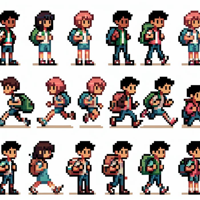 Diverse Pixel Student Sprite Sheet Collection | AI Art Generator | Easy ...