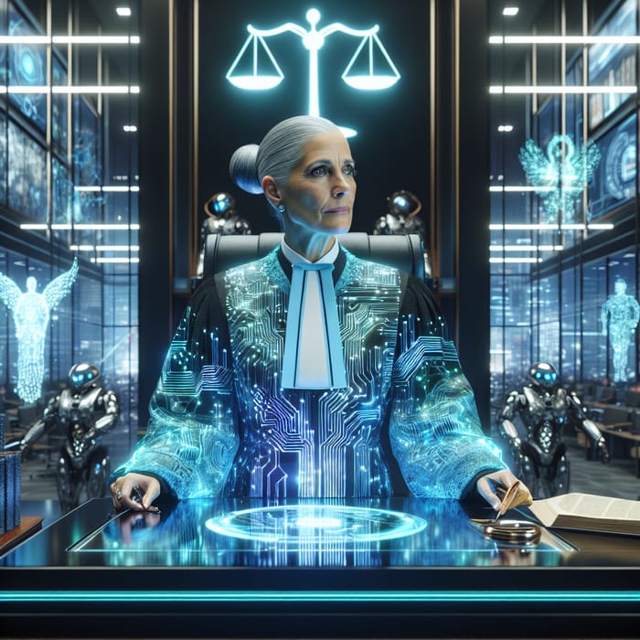 Future Judge in Luminescent Robe | AI Art Generator | Easy-Peasy.AI