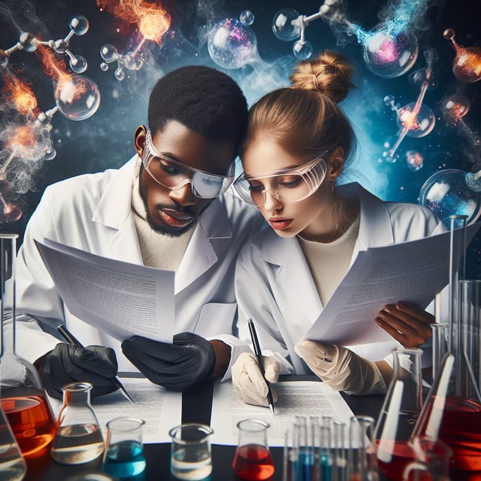 Chemistry Love Story: Couple in Lab Writing Chemistry Thesis | AI Art ...