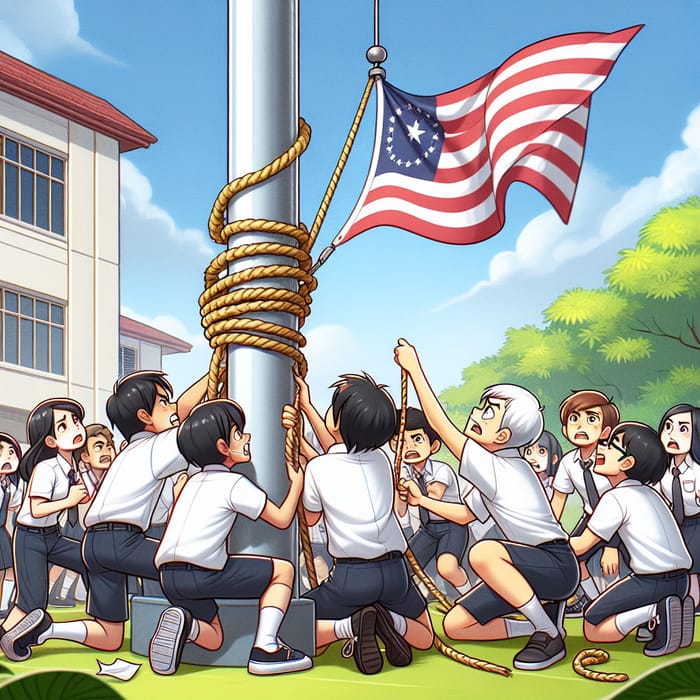 Flag Rescue Mission by School Students | AI Art Generator | Easy-Peasy.AI