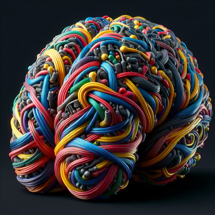 Dense & Colourful Cable Brain Model | Human Brain Wiring Concept | AI ...