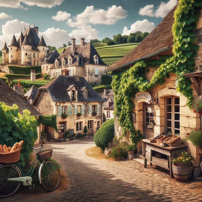 Gorgeous French Village with Chateau and Vineyards | AI Art Generator ...