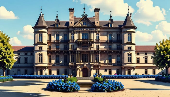 Medieval Palace with One Floor by Blue Rose Garden | AI Art Generator ...