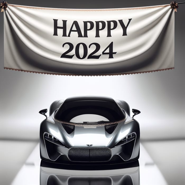 Happy 2024 Banner above Luxury Sports Car | AI Art Generator | Easy ...