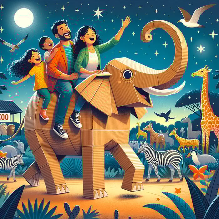 Exciting Zoo Adventure: Cardboard Elephant Fun | AI Art Generator ...