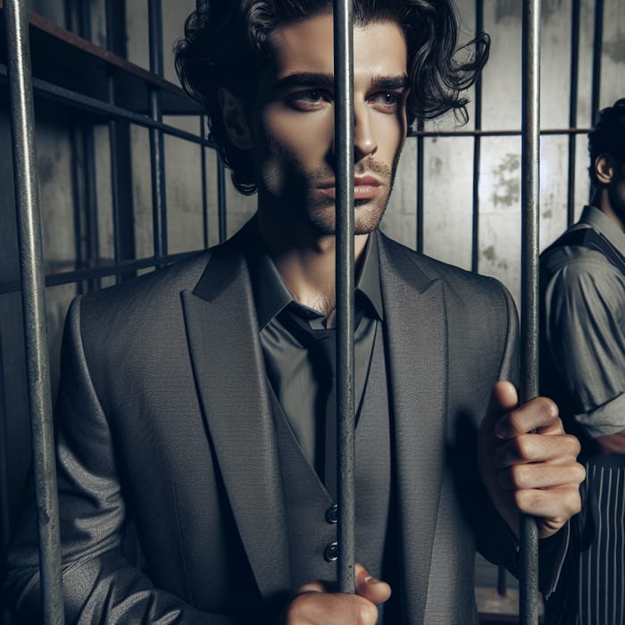 Lock Him Up: Justice Served Behind Bars | AI Art Generator | Easy-Peasy.AI