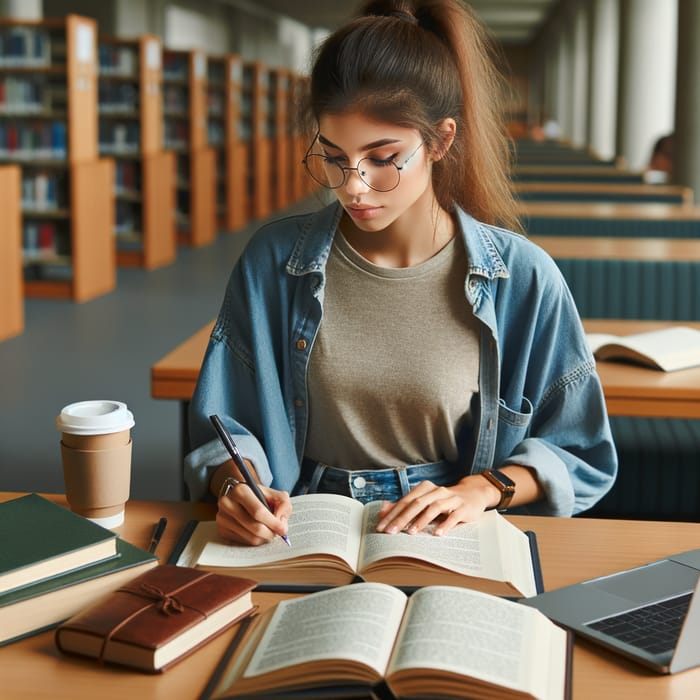 18-Year-Old Student in the Library | AI Art Generator | Easy-Peasy.AI