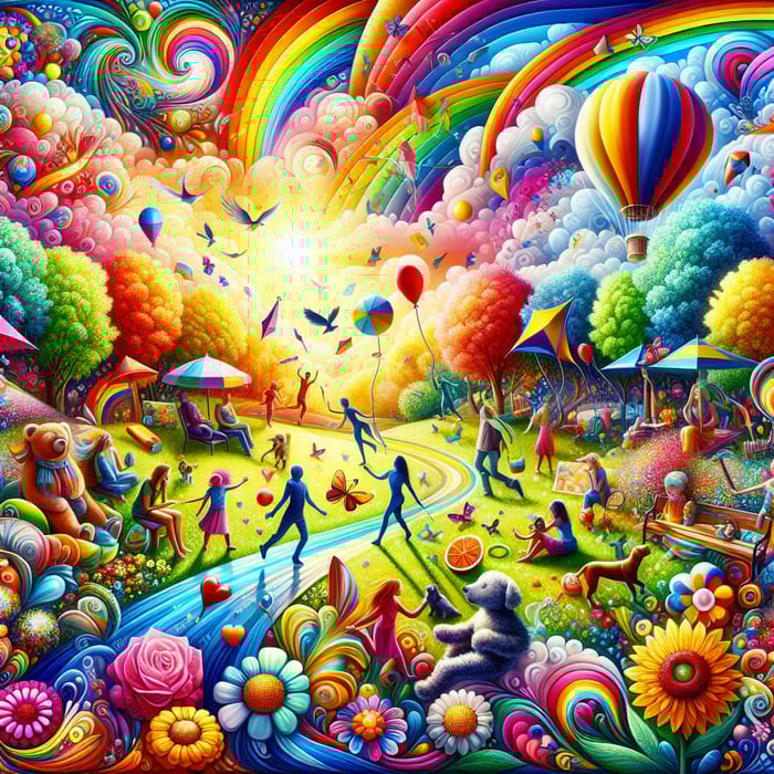 Vibrant Colors of Happiness: Joyful Scene in Colorful Park | AI Art ...