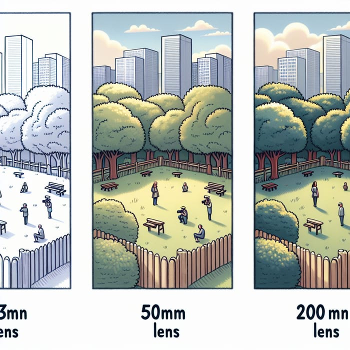 Illustrating Focal Length Lenses: 35mm vs 50mm vs 200mm Perspectives ...