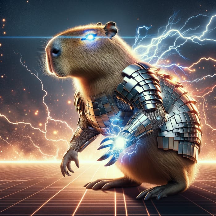 Capybara in Tile Armor: Electrifying Lightning Display | AI Art ...