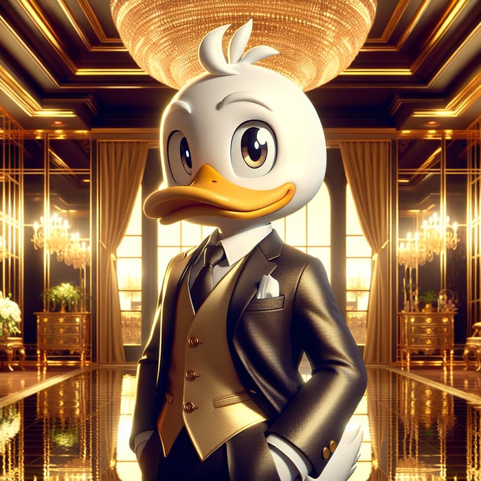 Dapper Anime White Duck in Elegant Gold Room | AI Art Generator | Easy ...