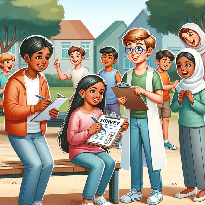 Kids Engaging in Fun Local Survey Activity | AI Art Generator | Easy ...