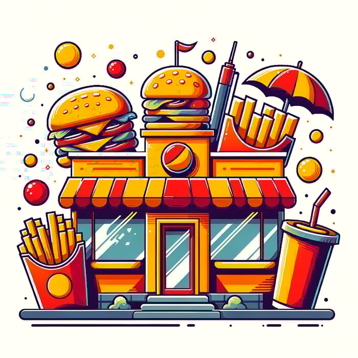 Colorful Fast Food Spot | Orange, Red, Yellow Palette | AI Art ...