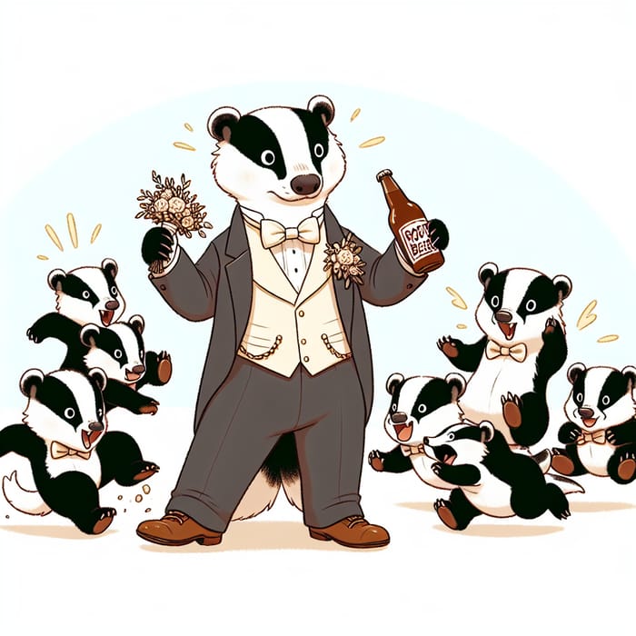 Daddy Badger's Elegant Wedding: Cubs' Joyful Celebration | AI Art ...