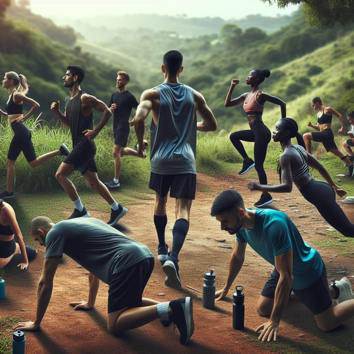 Diverse Outdoor Fitness Session | Energetic Athletes Running | AI Art ...