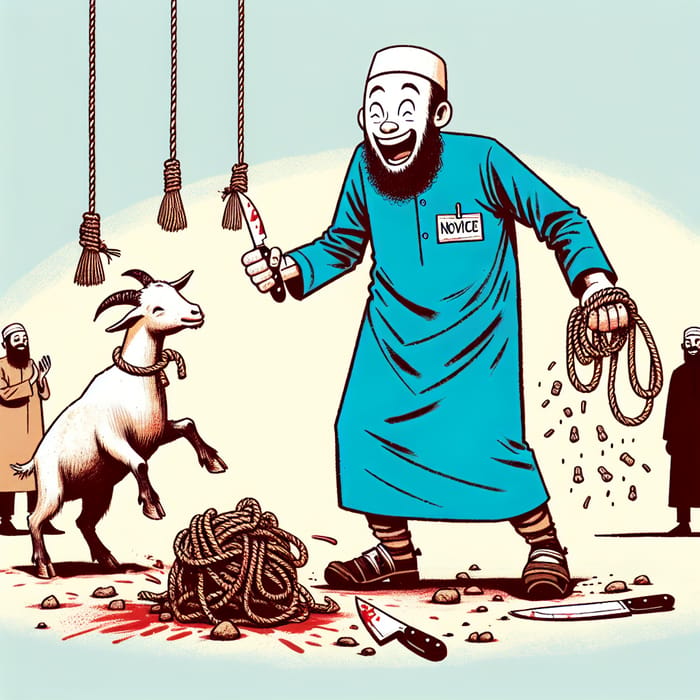 Novice Butcher's Comedic Eid al-Adha Preparation Mishaps | AI Art ...