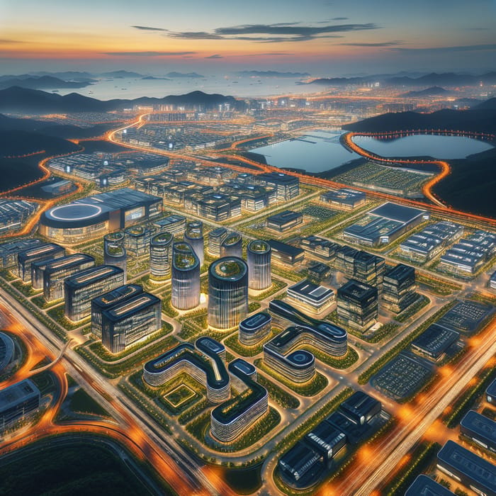 Greater Bay Area Technoparks & New Energy Cars at Evening Glow | AI Art ...