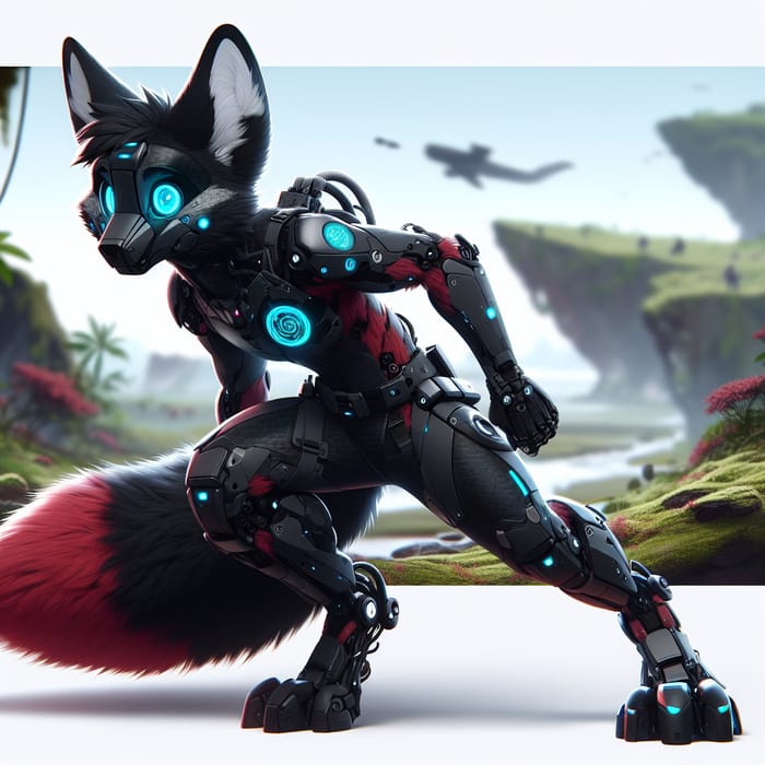 Furry Black and Red Protogen Adventure | AI Art Generator | Easy-Peasy.AI