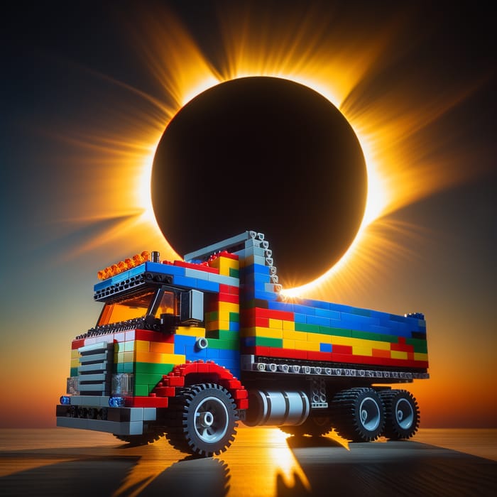 Lego Truck Under Stunning Solar Eclipse | AI Art Generator | Easy-Peasy.AI