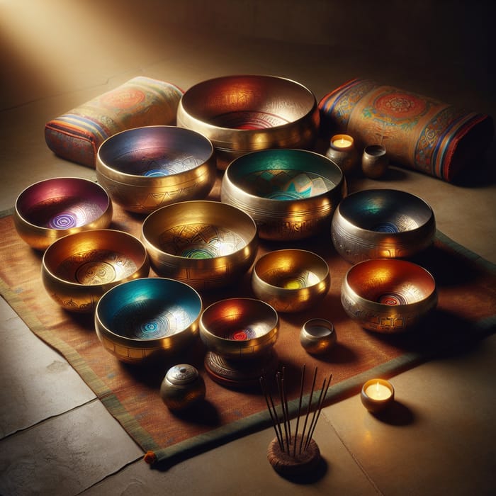 Serene Chakra Singing Bowls Ensemble for Harmony | AI Art Generator ...