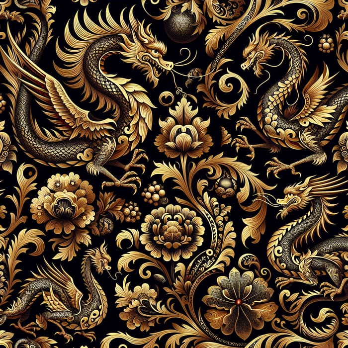 Golden Dragon Khokhloma Pattern: Traditional Design Enhanced | AI Art ...