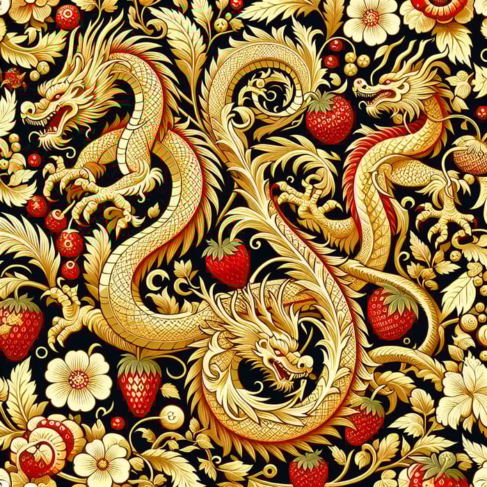Golden Dragons Khokhloma Pattern - Mythical and Intriguing Design | AI ...