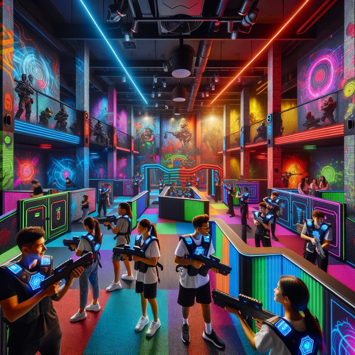 Exciting Colorful Laser Tag Arena at Activity Center | AI Art Generator ...