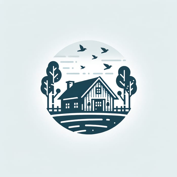 Minimalistic Country House Logo with Birds and Birch | Rural Living ...