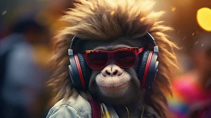 Reggae Monkey: Dreadlocks & Headphones Vibes | AI Art Generator | Easy ...