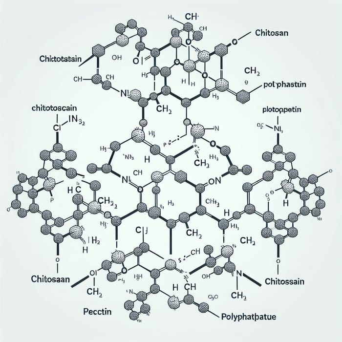 Chitosan-Pectin-Polyphosphate Nanoparticle Structure | AI Art Generator ...