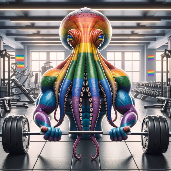 Surreal Rainbow Octopus Gym Design | AI Art Generator | Easy-Peasy.AI