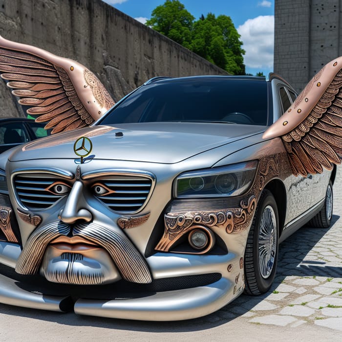 Car with Wings and a Man's Face - Unique Design | AI Art Generator ...