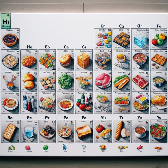 Food Periodic Table | Elements Represented by Various Foods | AI Art ...