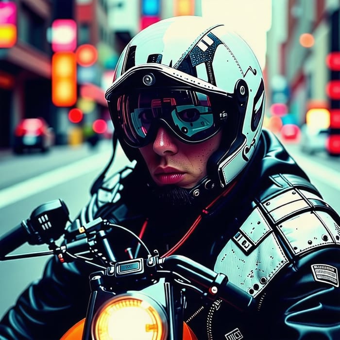Cyberpunk Biker - Futuristic Motorcycle Rider | AI Art Generator | Easy ...