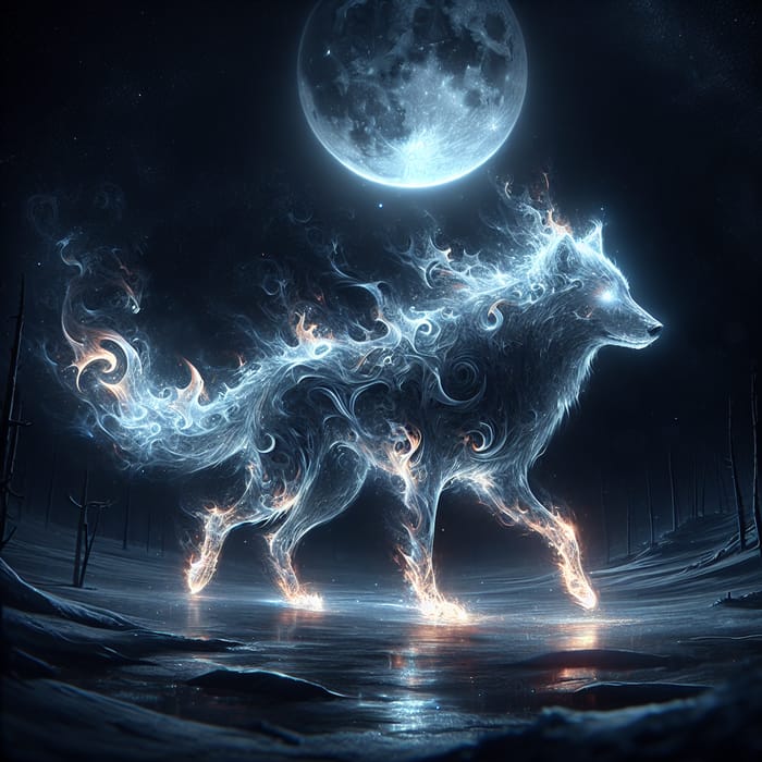 Transparent Wolf Assassin: Flame Body Under Moonlight | AI Art ...