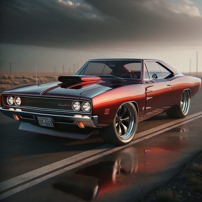 Vintage 1960s Muscle Car in Glossy Red | Classic American Engineering ...