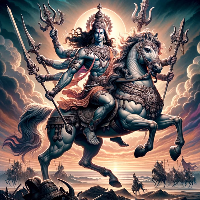 Vishnu's Khalki Avatar: Divine Warrior on Horseback | AI Art Generator ...