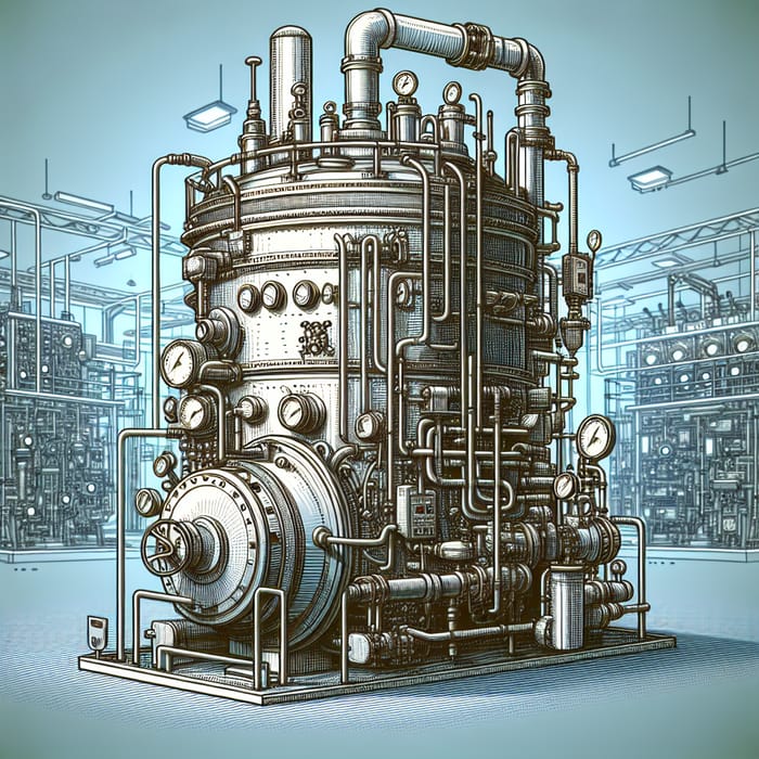 Rugged Industrial Boiler 2D Design Illustration | AI Art Generator ...