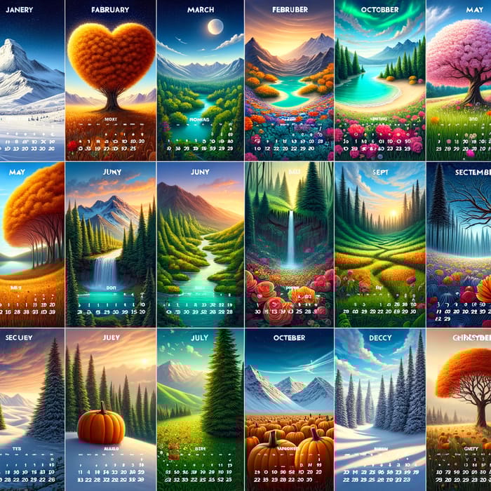 Printable 2024 Nature Calendar: Beautiful Nature-Themed Design | AI Art ...