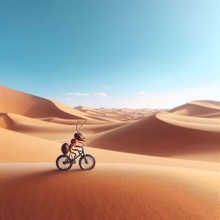 Ant Riding Bike Across Desert | AI Art Generator | Easy-Peasy.AI
