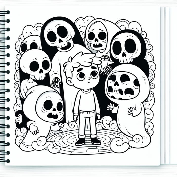 Exaggerated Death Cartoon Coloring Book for Children | AI Art Generator ...