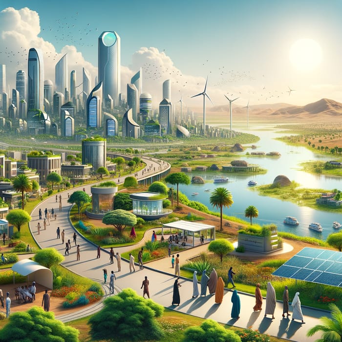 Sudan 2050: Envisioning Future Cityscape & Sustainable Lifestyle | AI Art Generator | Easy-Peasy.AI