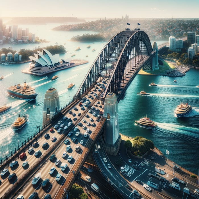 Sydney Harbour Bridge with Traffic | AI Art Generator | Easy-Peasy.AI
