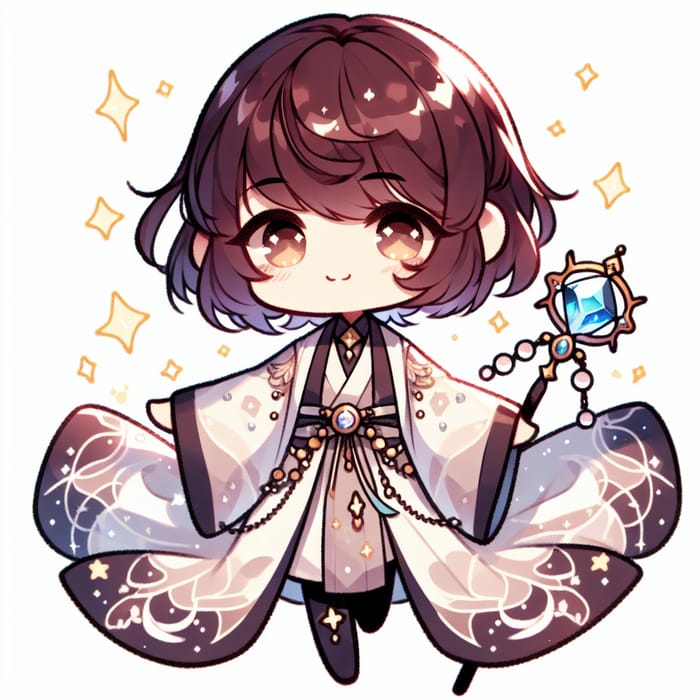 Lauriel Chibi - Magical Robe, Staff & Sparkling Aura | AI Art Generator ...